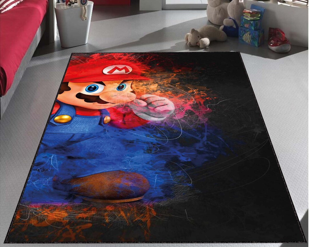 Super Mario Rug, Super Hero Rug, Kids Room Rug, Kids Room Decor, Red ...