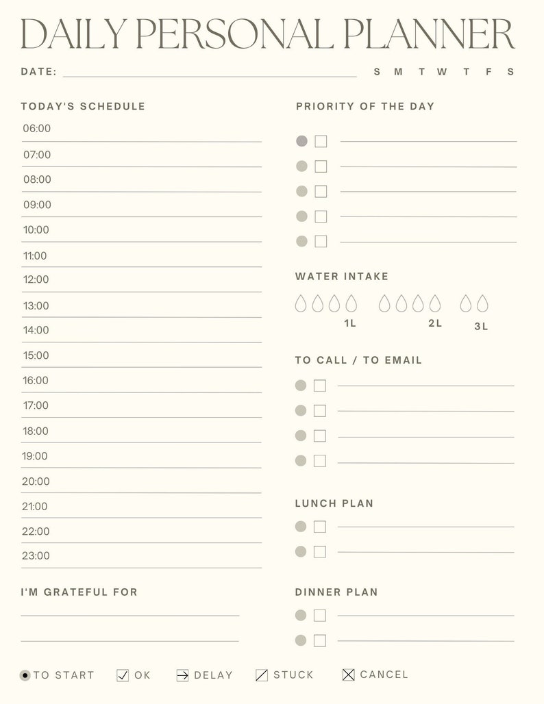 Daily Personal Planner - Etsy