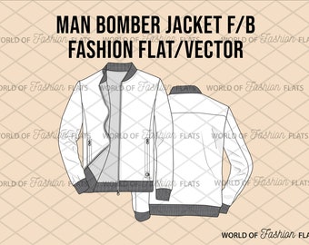 Down Bomber Jacket - SVG - CAD Vector Flat Sketch for Adobe Illustrator ...