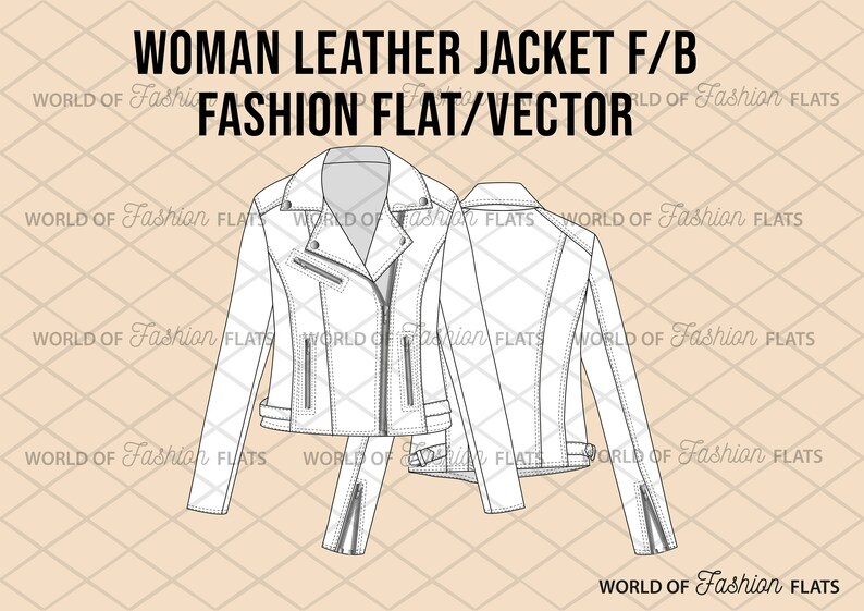 WOMAN Leather Jacket - Fashion Flat, Fashion Vector, Fashion Drawing ...