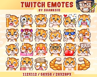 35 Cute Tiger Emotes Pack Twitch Emotes Pack Discord Emotes - Etsy