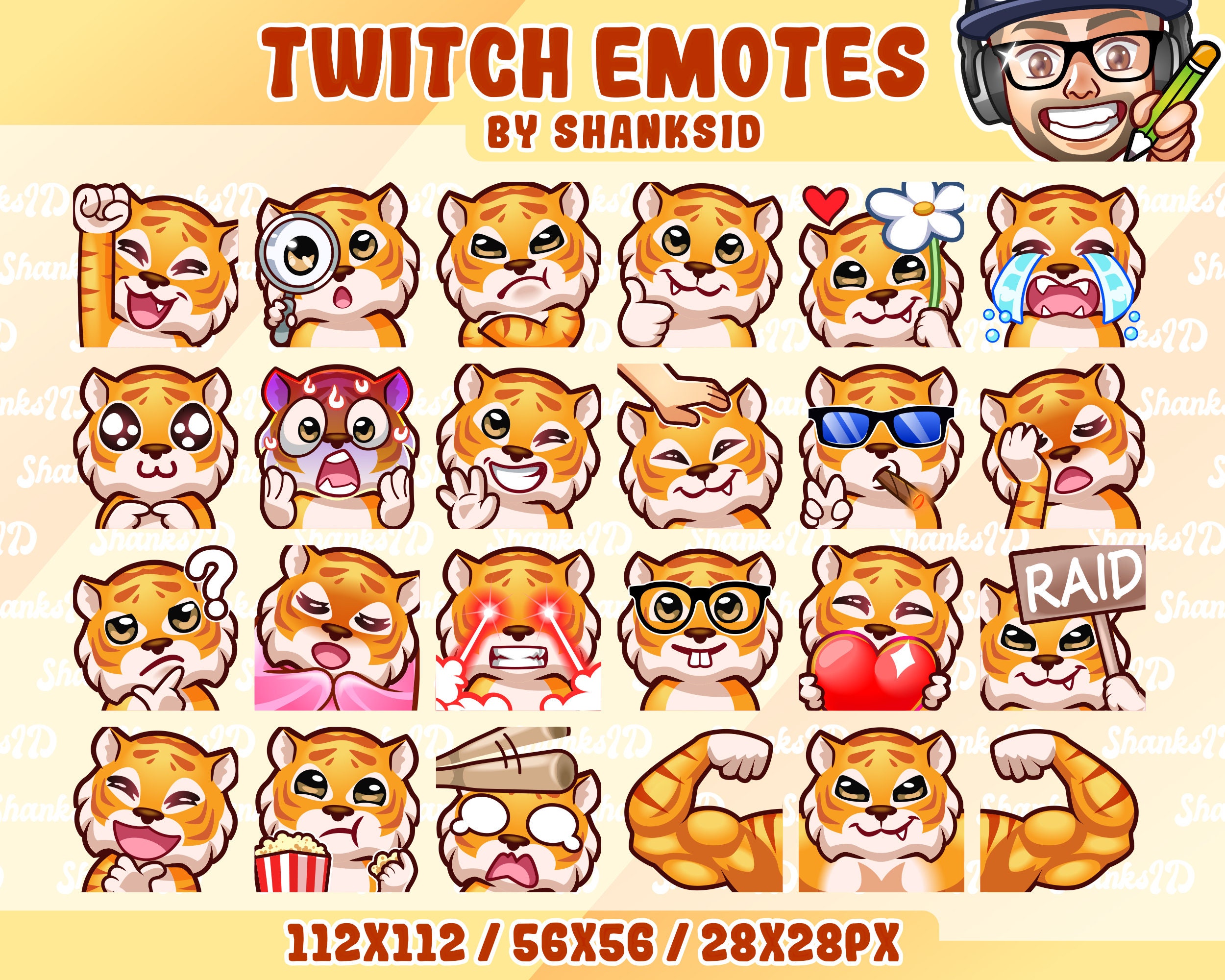 24x émoticônes Twitch / Tigre - Etsy France