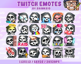 6x Cute Skeleton Grim Reaper Emotes Pack for Twitch Youtube - Etsy