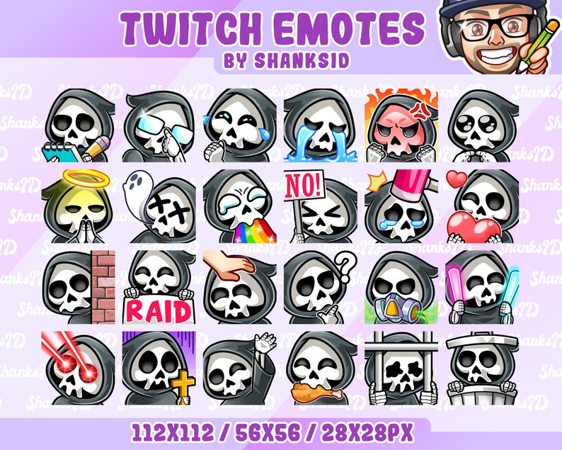 24x Twitch Emotes / Skull Reaper - Etsy