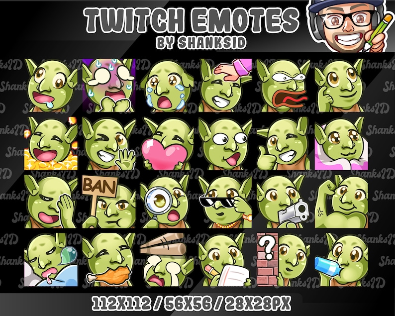 24 Goblin / Troll Twitch Emotes Pack, Twitch and Discord Set, PNG Files ...