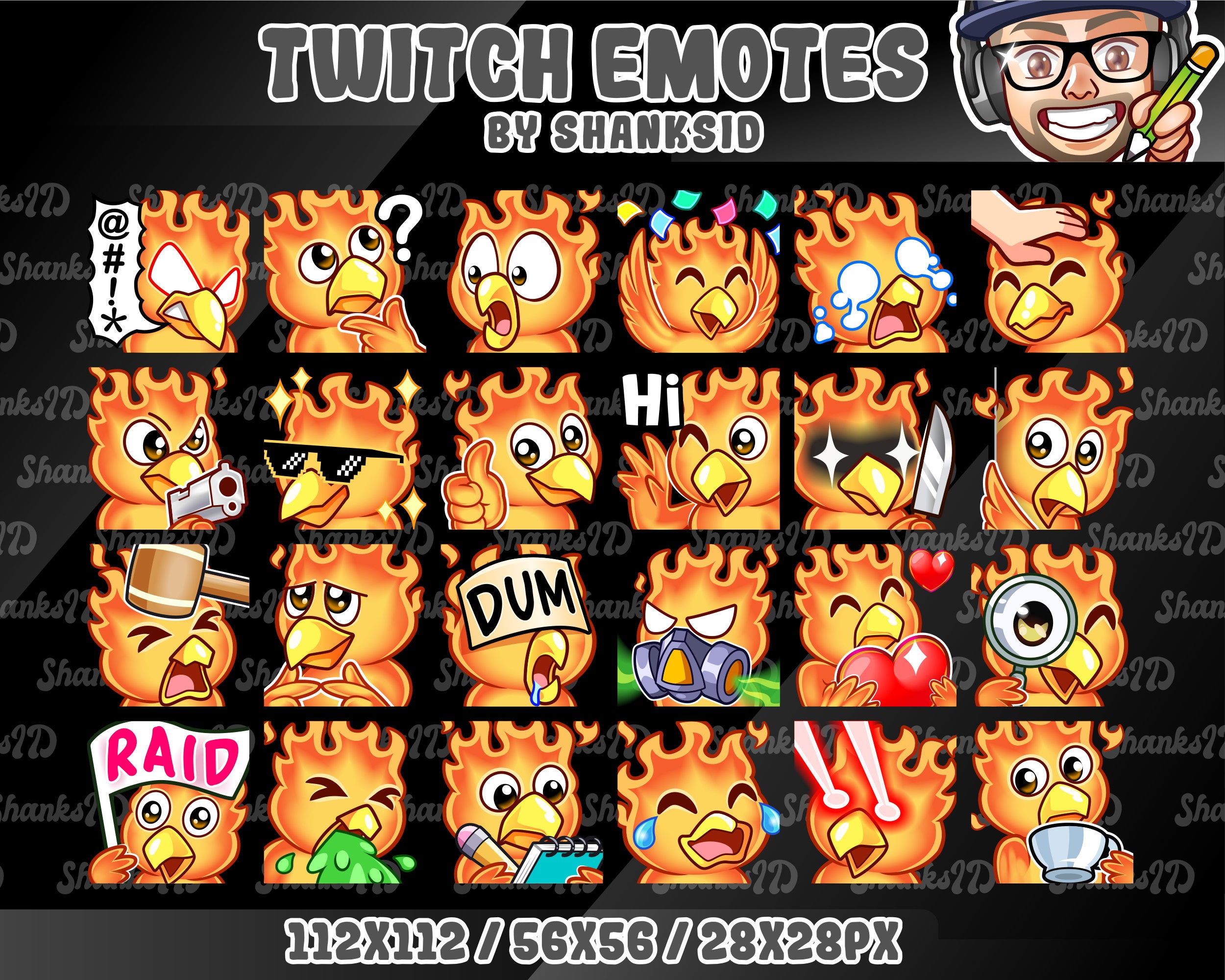 24 Phoenix Emotes Pack, Twitch and Discord Set, PNG Files, Premium ...