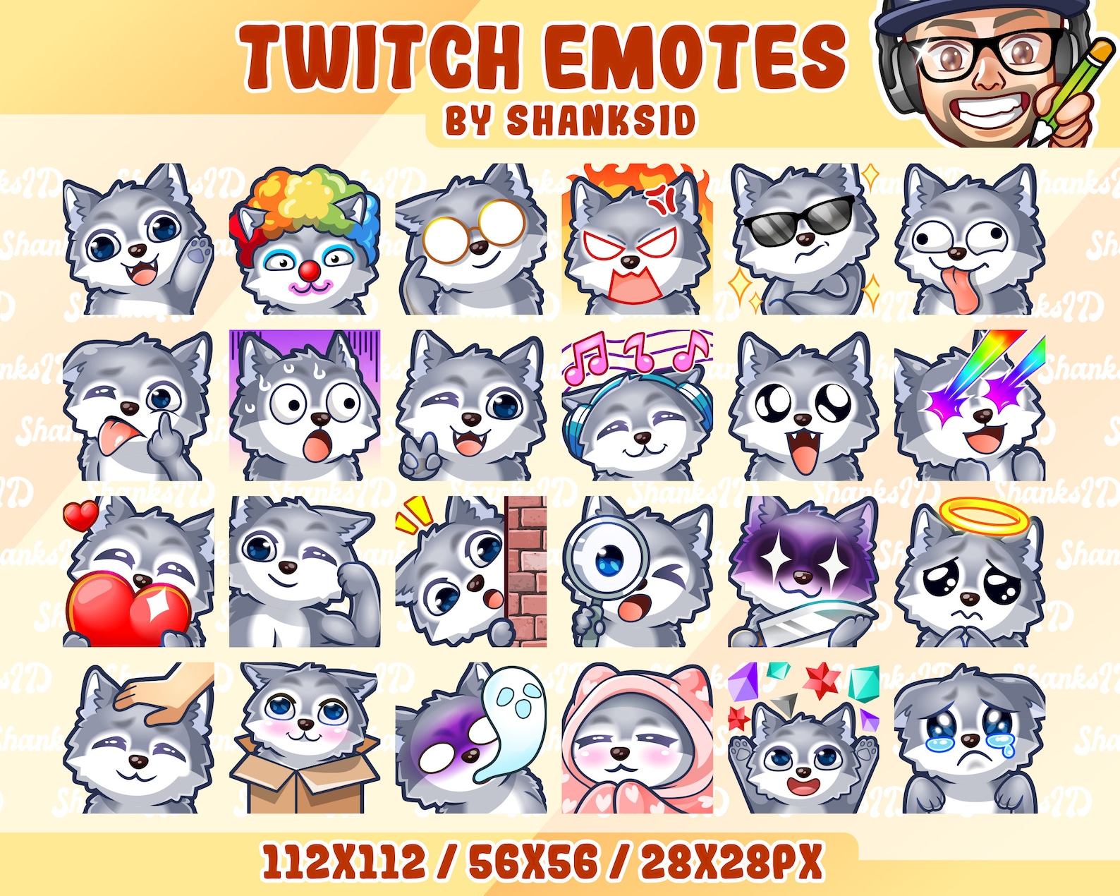 24x Twitch Emotes / Gray Wolf - Etsy