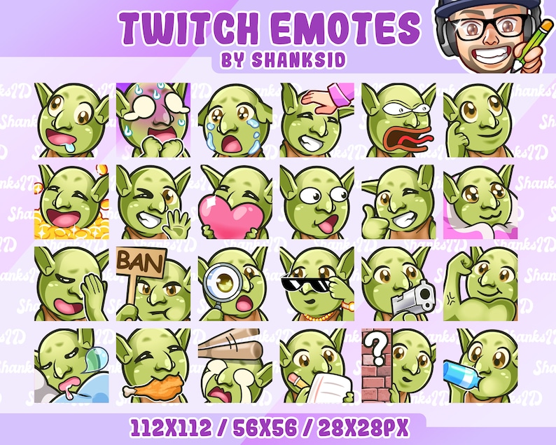24 Goblin / Troll Twitch Emotes Pack, Twitch and Discord Set, PNG Files ...