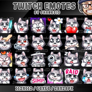 24 Husky Emotes Pack, Twitch and Discord Set, Animals Emote, PNG Files ...