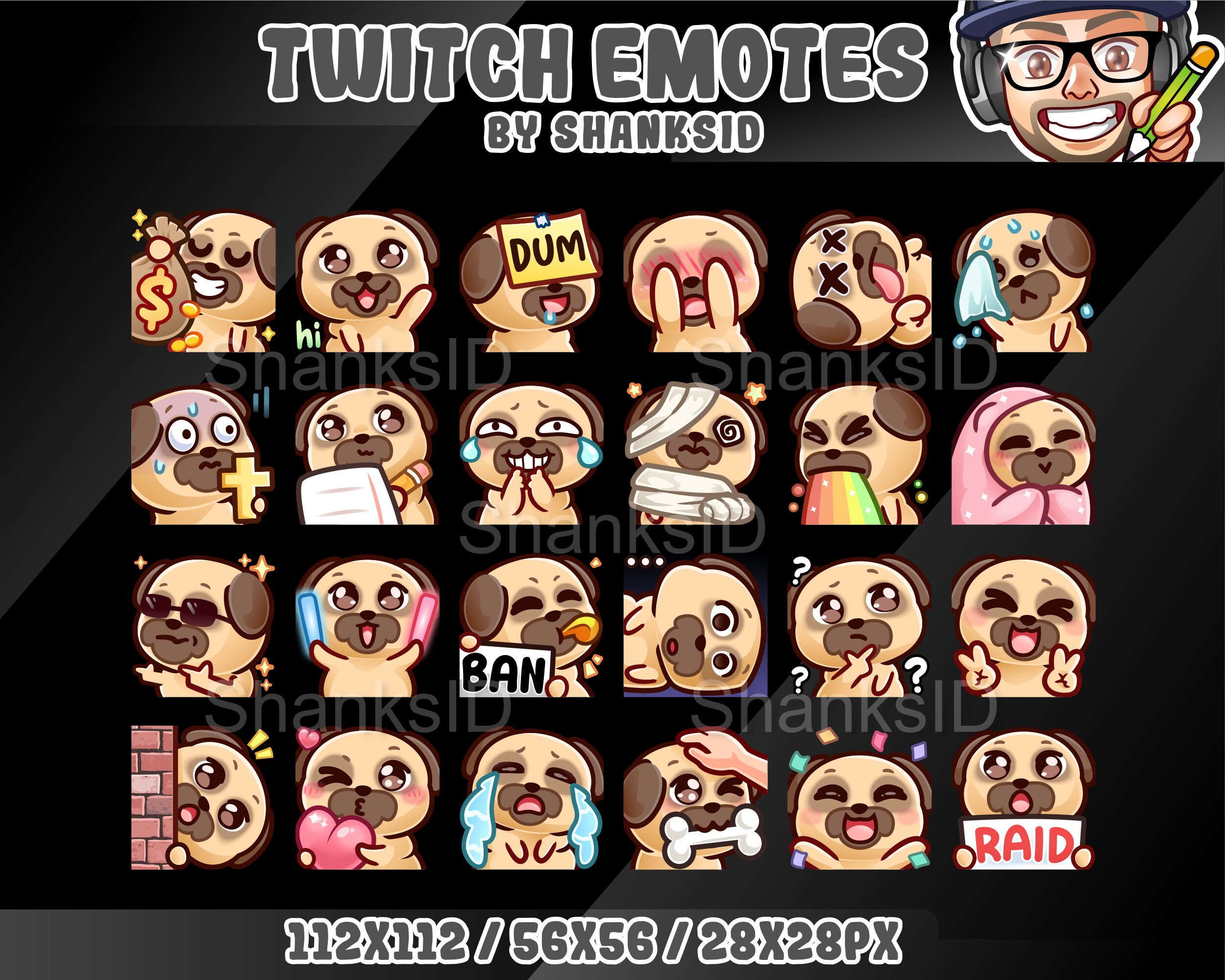 24x Twitch Emotes / Pug - Etsy