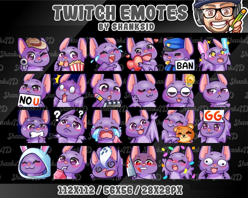 24x Twitch Emotes / Bat - Etsy