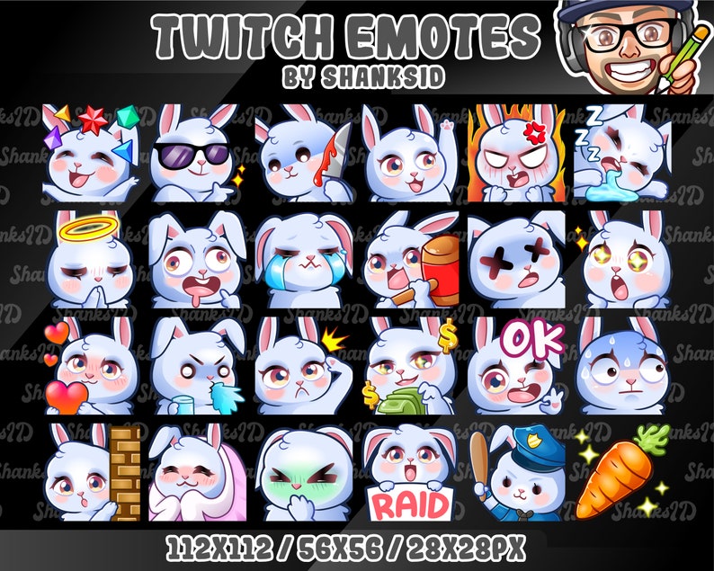 24x Twitch Emotes / Rabbit - Etsy