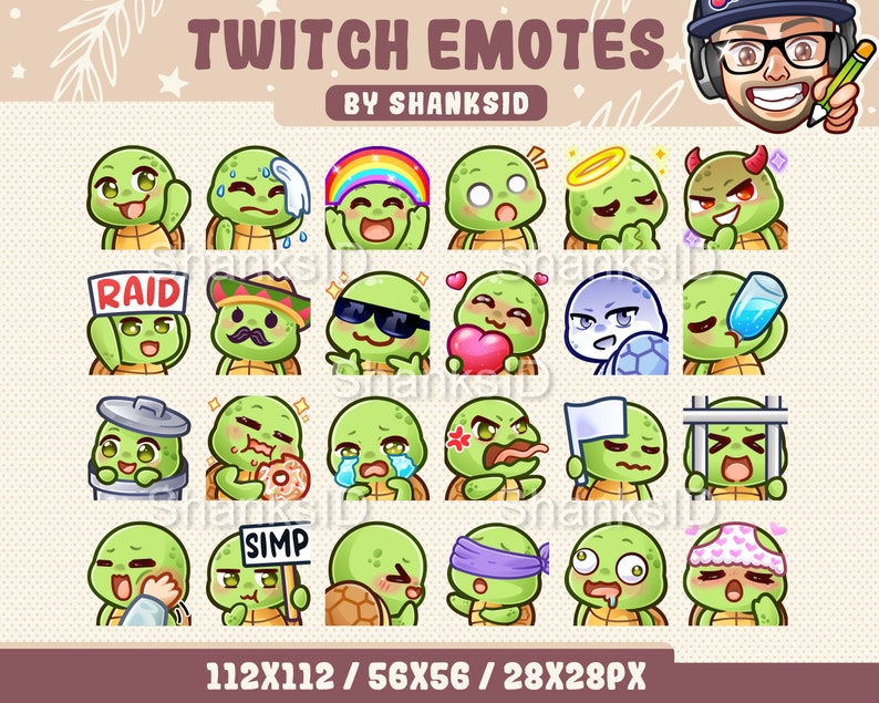 24x Twitch Emotes / Turtle - Etsy