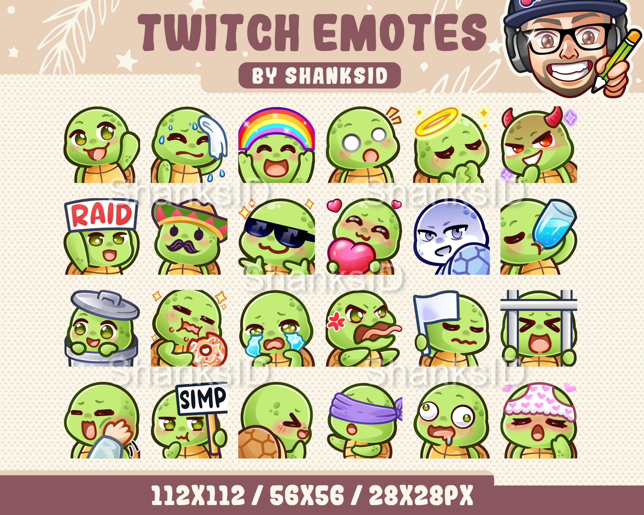24x Twitch Emotes / Turtle - Etsy