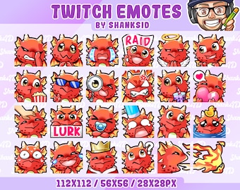 18x Cute Red Dragon Emotes Pack for Twitch Youtube and Discord - Etsy
