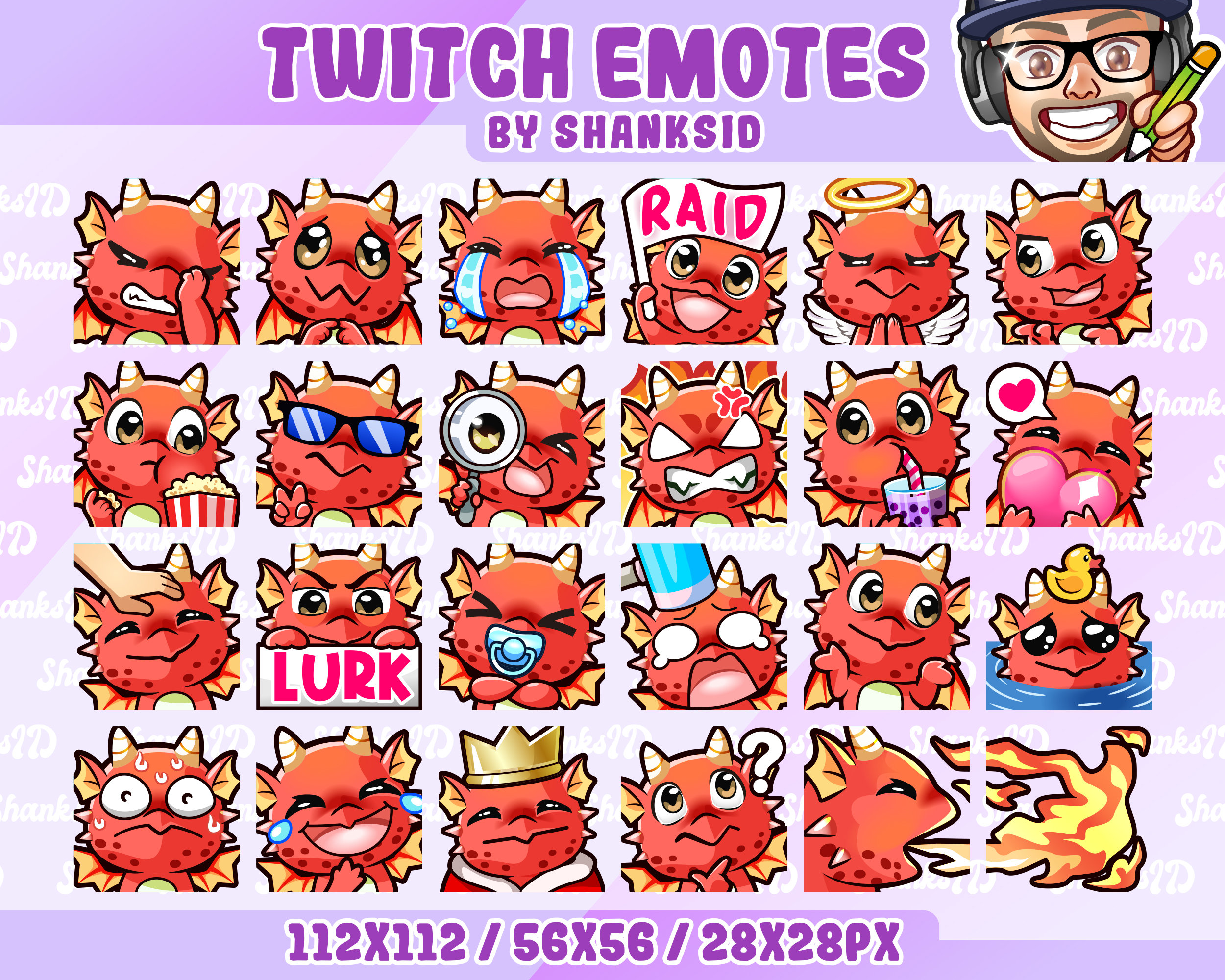 24x Twitch Emotes / Red Dragon - Etsy