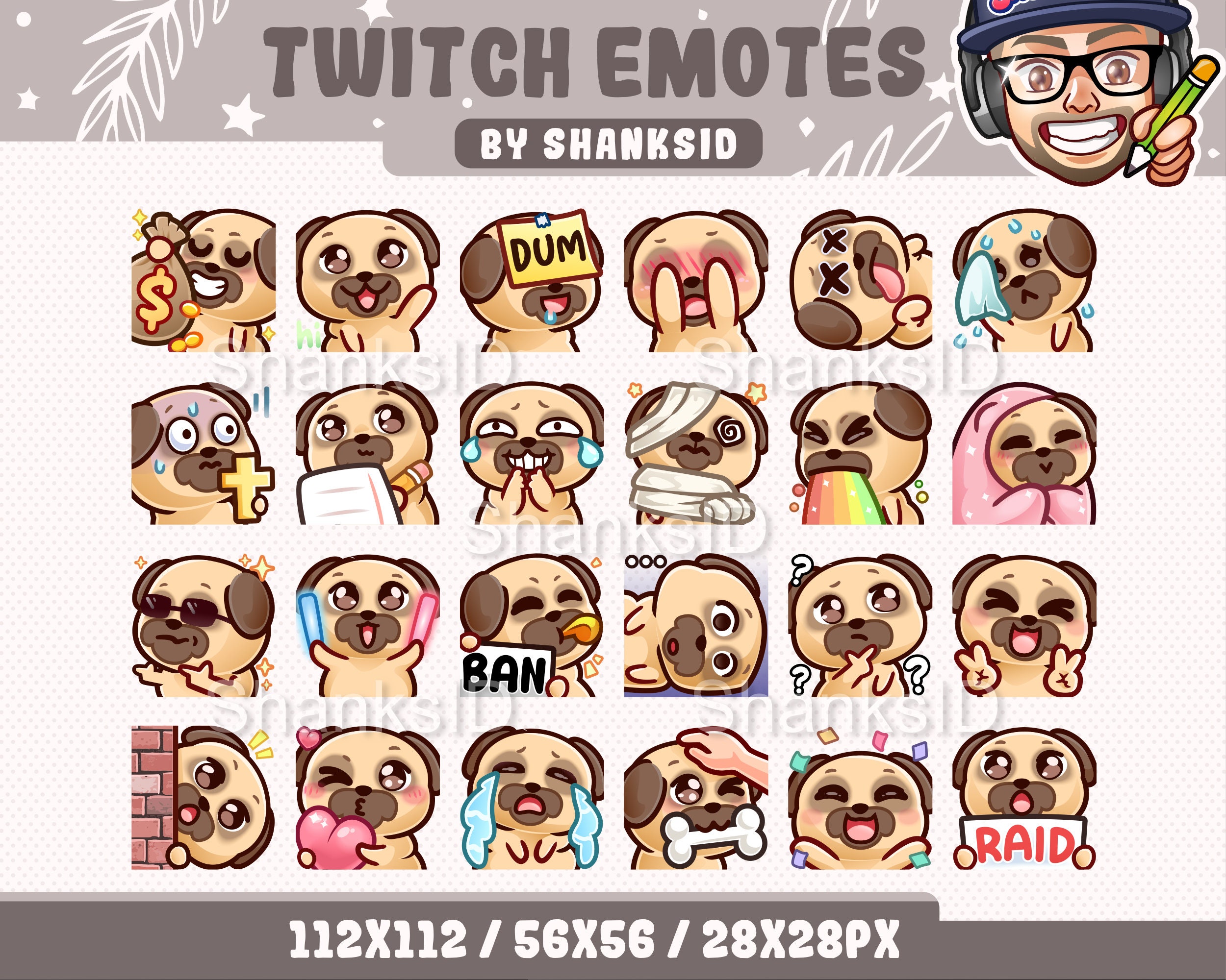 24x Twitch Emotes / Pug - Etsy