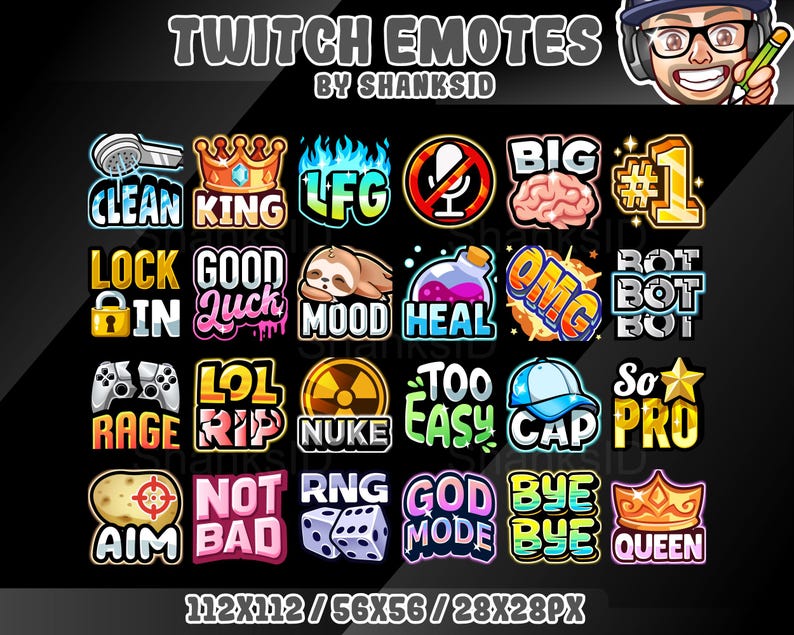 24 Text Emotes Pack #4, Twitch and Discord Set, PNG Files, Premium ...