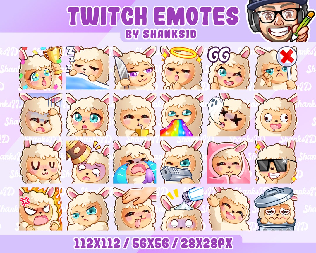 Llama Twitch Emotes Pack, Kawaii Discord Emotes (PNG Files) - Etsy