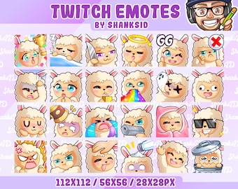 Animated Kawaii Llama Sparkling Eyes Emotes for Twitch, Youtube, Kick ...