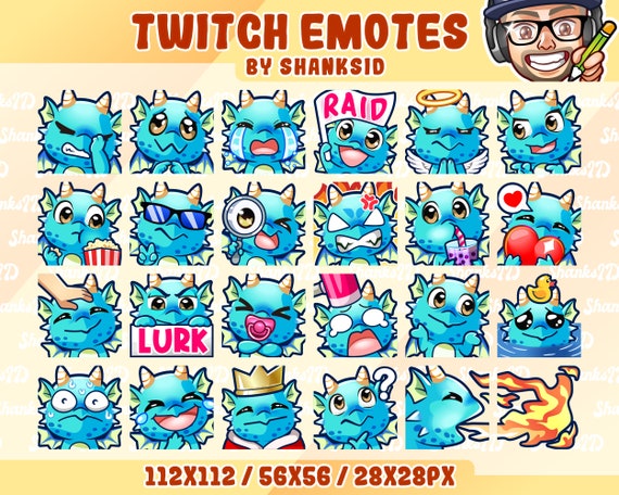 24x Émoticônes Twitch / Dragon Bleu - Etsy France