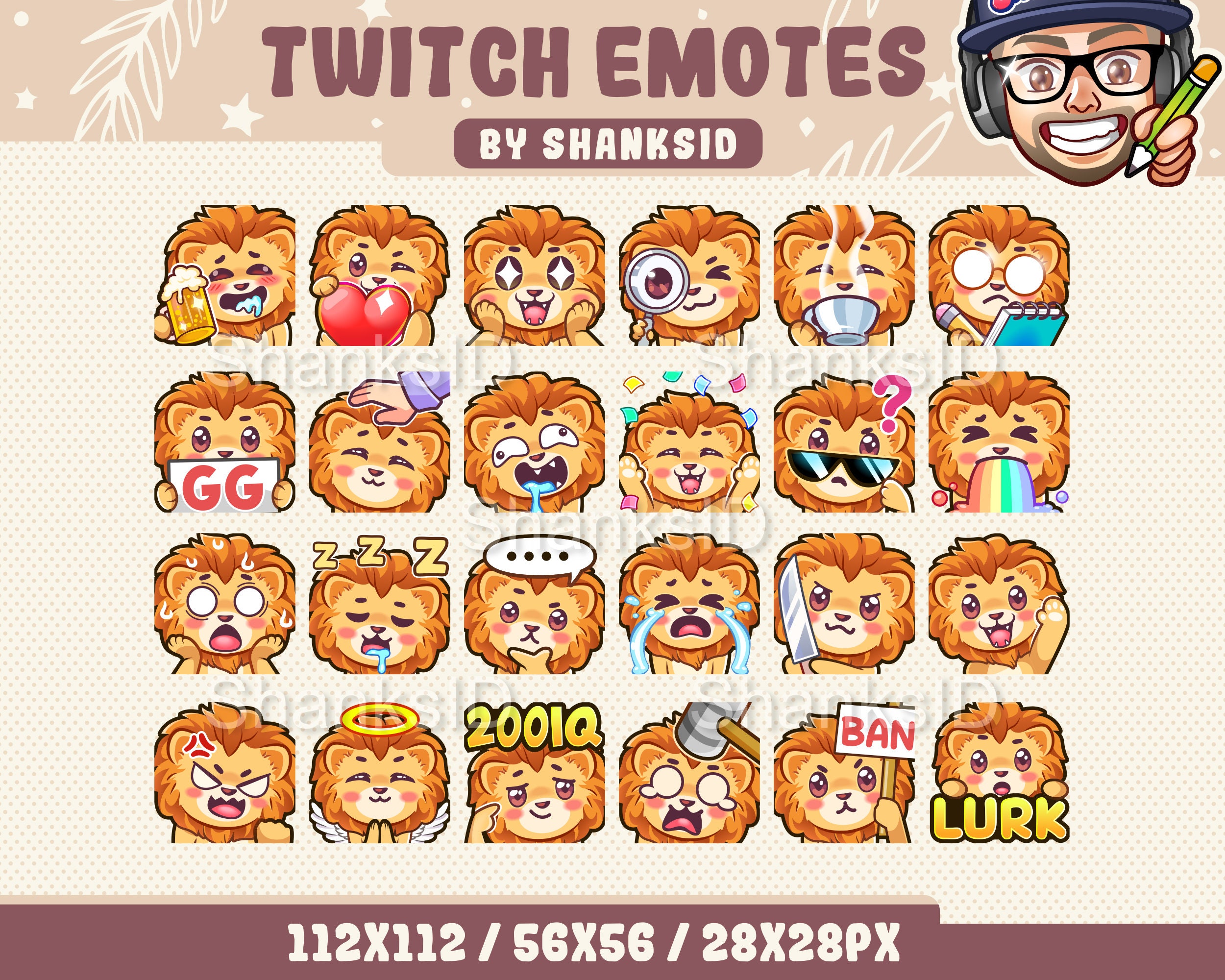 24x Twitch Emotes / Lion Twitch Emotes - Etsy