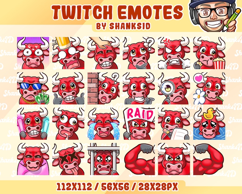 24x Twitch Emotes / Bull - Etsy