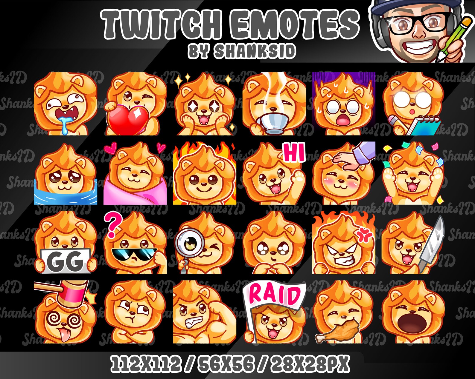 24x Twitch Emotes / Cute Lion Pack Emotes - Etsy