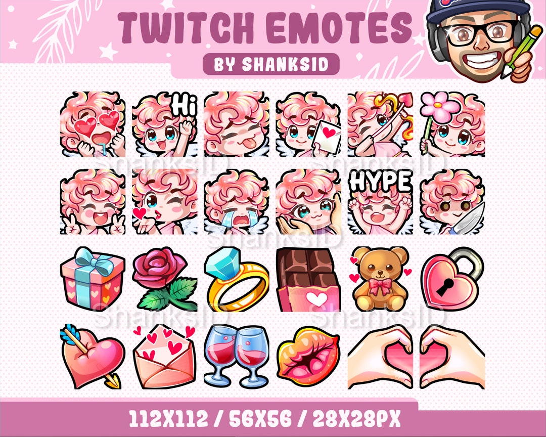 24x Twitch Emotes / Cupid / Valentine / Kawaii Girl - Etsy