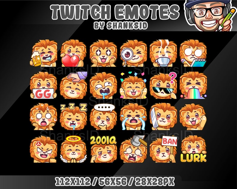 Lion Twitch Emotes Pack: Streaming & Discord Set (digital Download) - Etsy