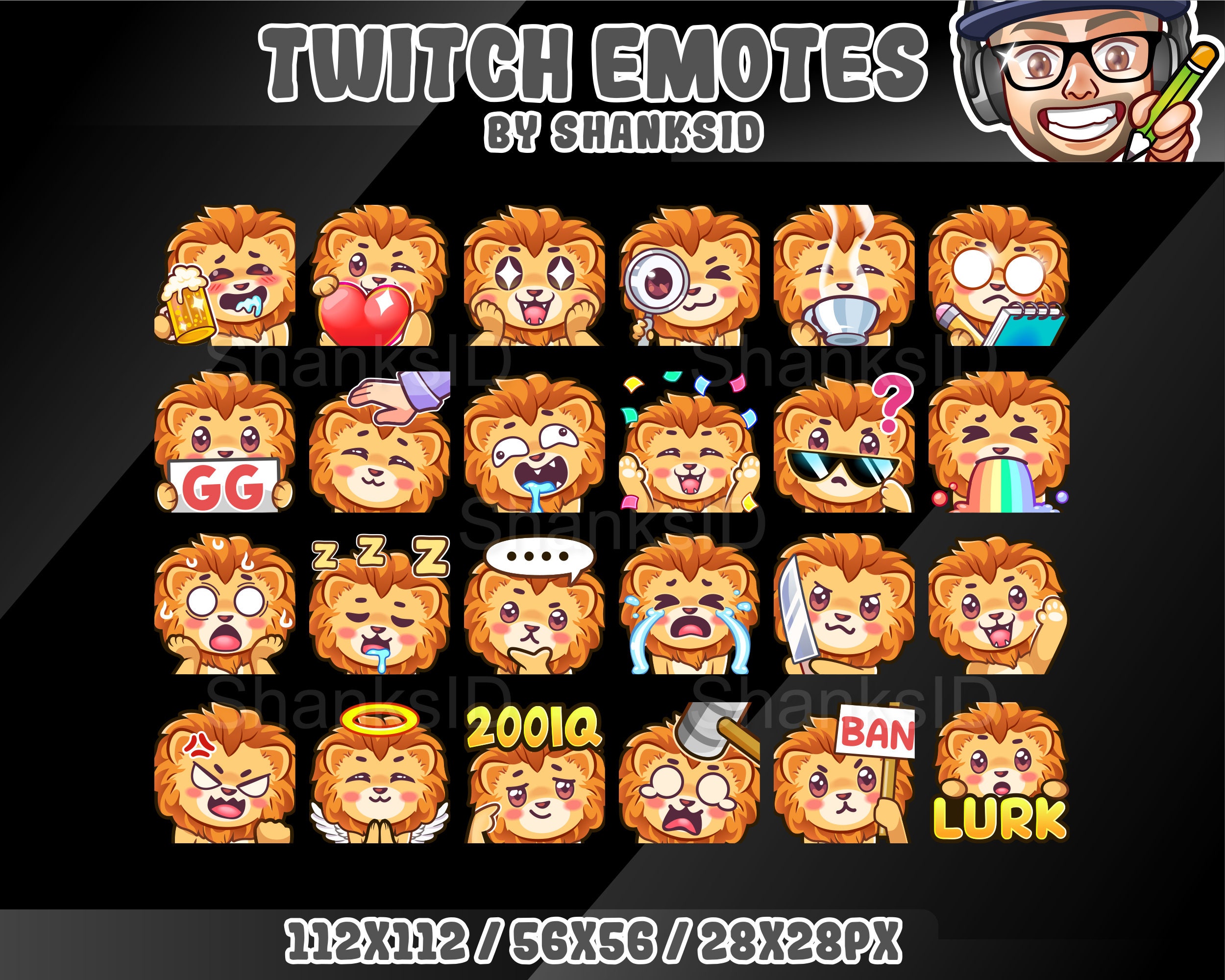 24x Twitch Emotes / Lion Twitch Emotes - Etsy