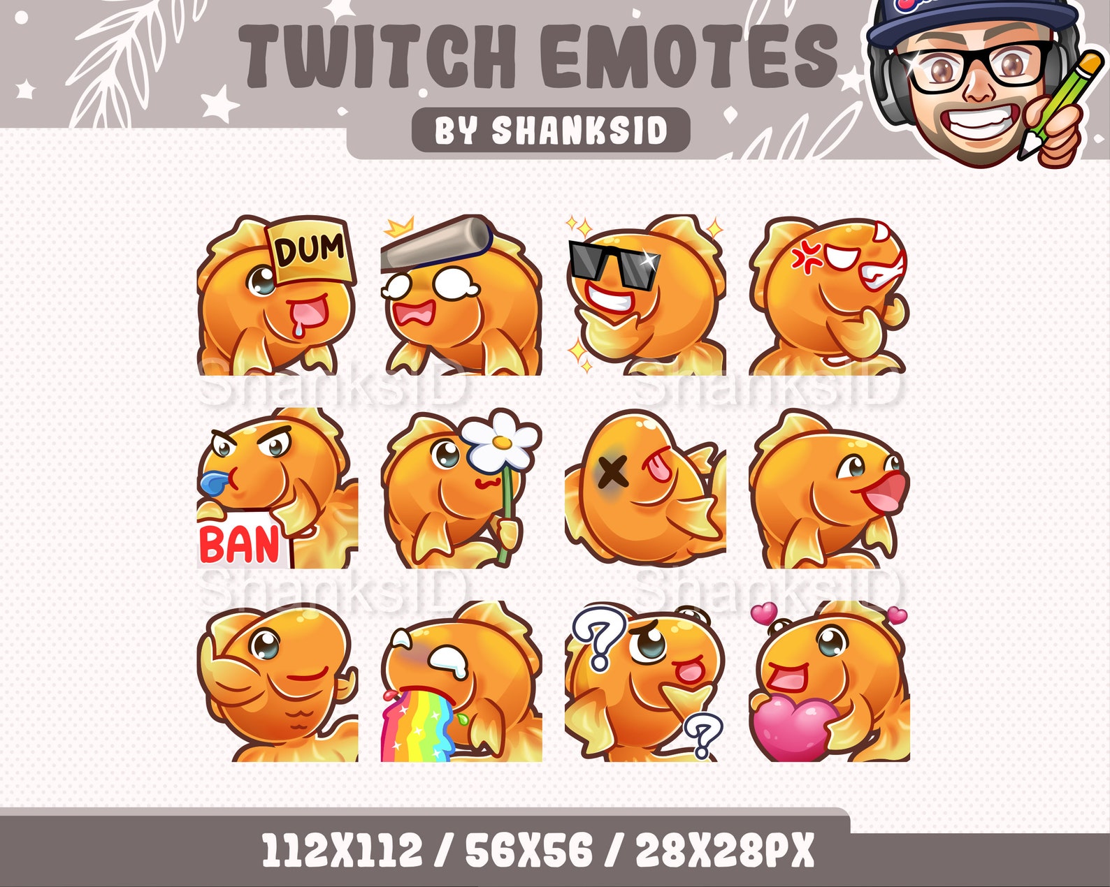Koi Goldfish Twitch Emotes Pack: Streaming & Discord (PNG Files ...