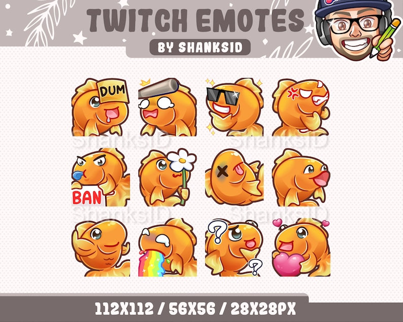 12x Twitch Emotes / Koi Goldfish - Etsy