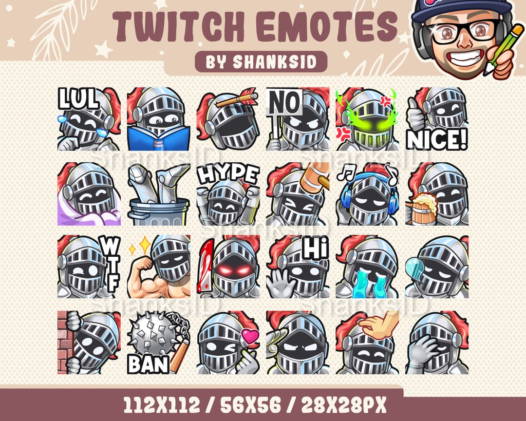 24 Knight Twitch Emotes Pack, Twitch and Discord Set, PNG Files ...