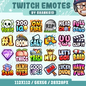 24 Text Emotes Pack #1, Twitch and Discord Set, PNG Files, Premium ...