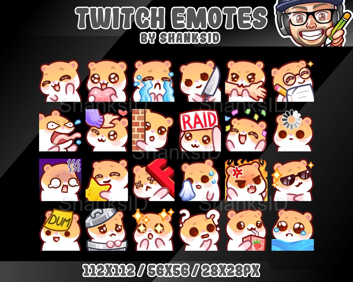 Hamster Emotes Pack, Twitch & Discord Set, for Streaming Needs (PNG ...