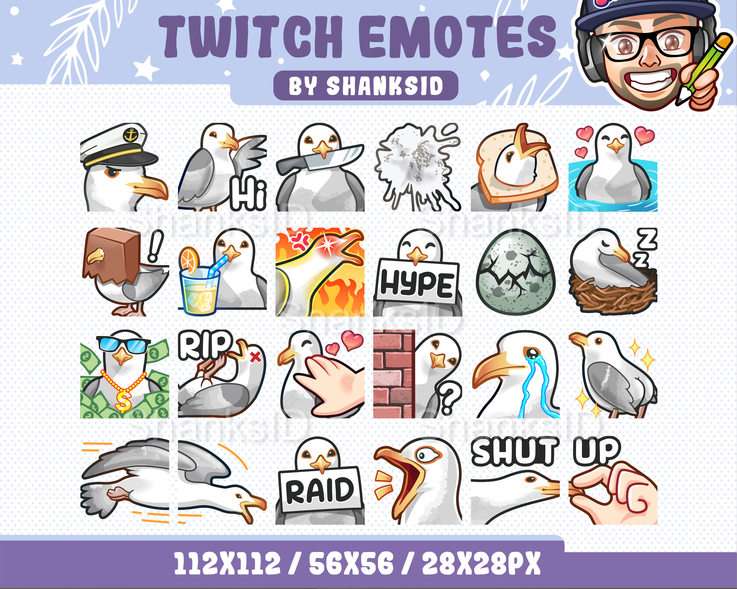 Seagull Twitch Emotes Pack, Streaming Discord Set (PNG Files) - Etsy