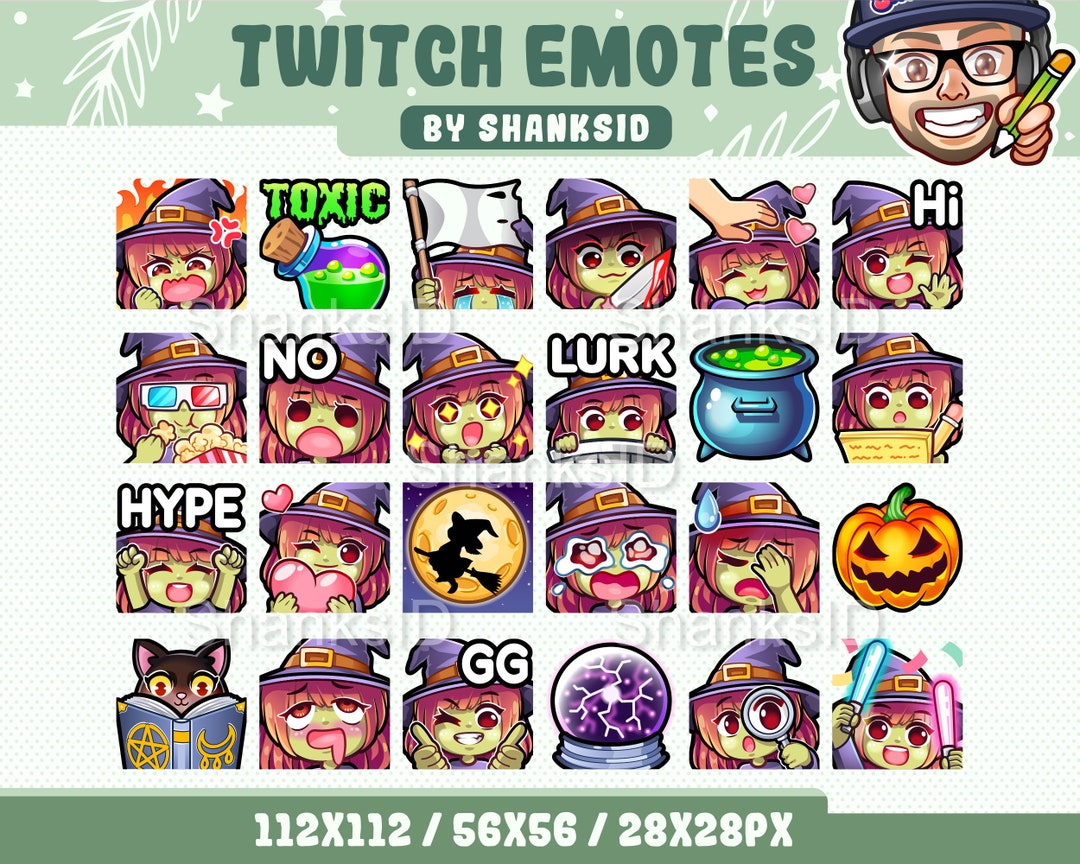 24x Twitch Emotes / Witch / Sorceress /halloween Emotes - Etsy