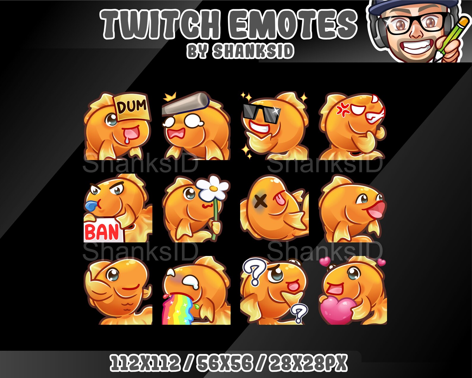 12x Twitch Emotes / Koi Goldfish - Etsy