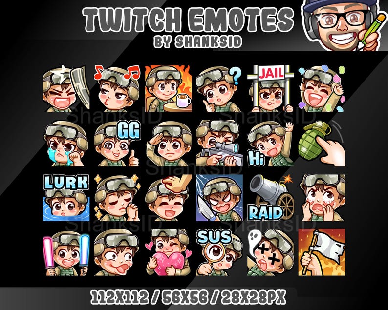 Army Soldier Emotes Pack: Twitch/discord Military Emotes (PNG Files ...