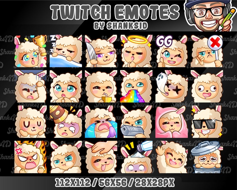 Llama Twitch Emotes Pack, Kawaii Discord Emotes (PNG Files) - Etsy