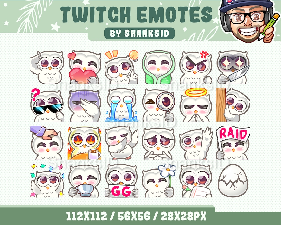 24x Twitch Emotes / White Owl - Etsy