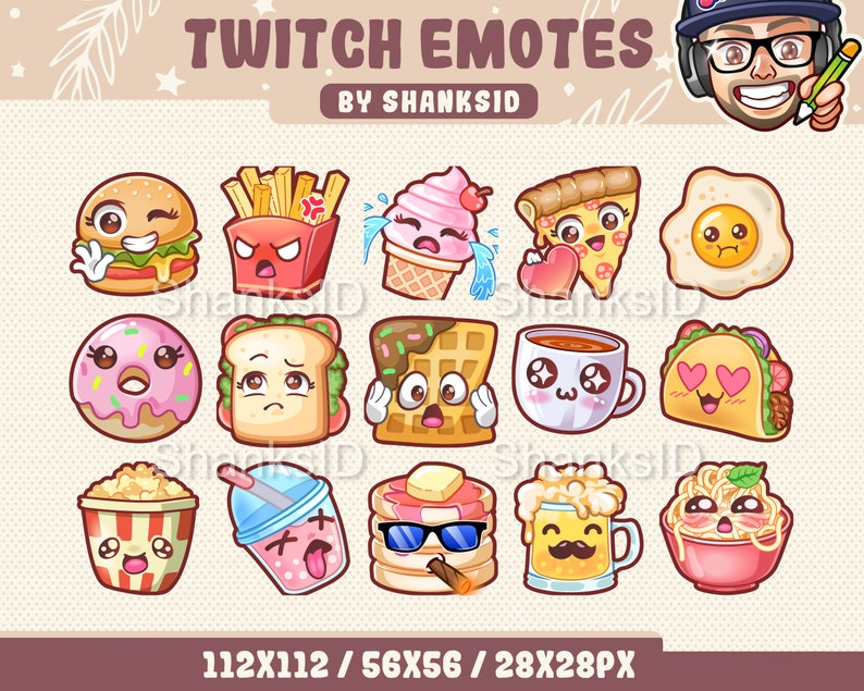 15x Twitch Emotes / Kawaii Food - Etsy