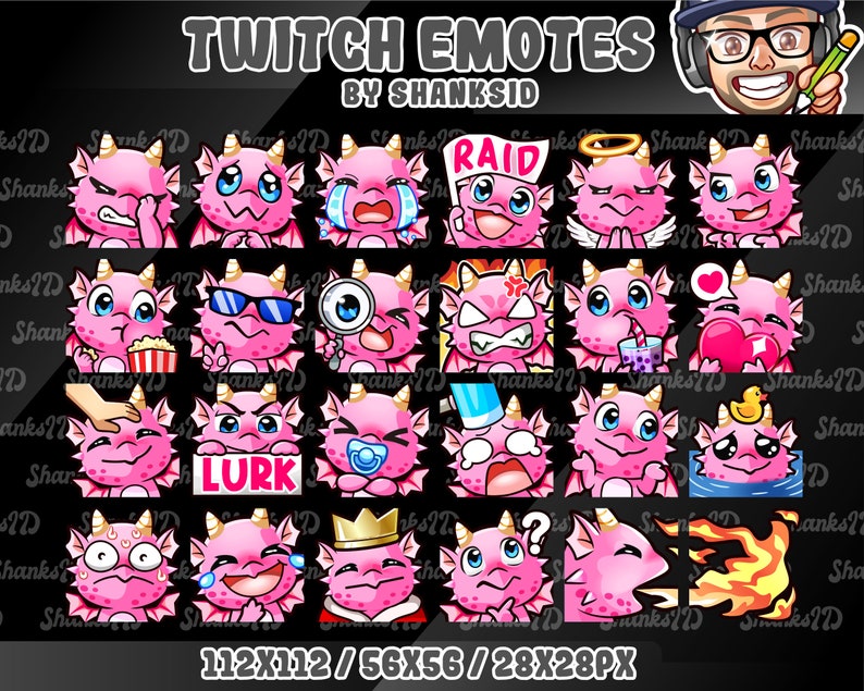 24x Twitch Emotes / Pink Dragon - Etsy