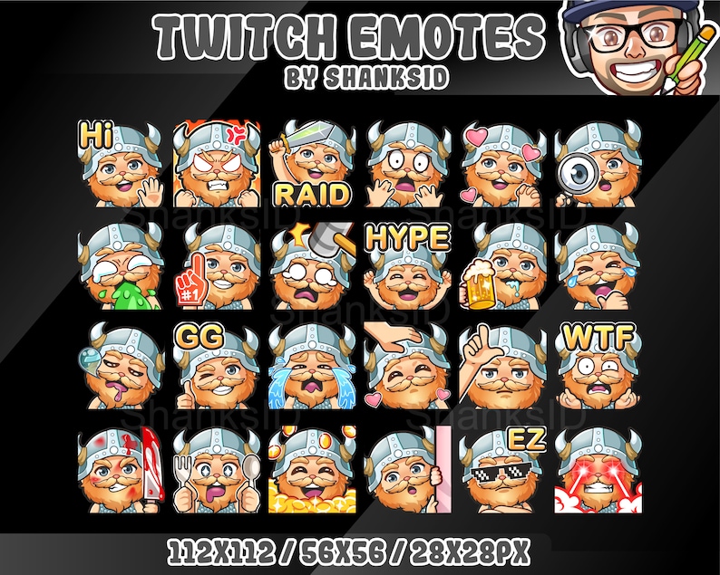 Viking Warrior Emotes Pack: Twitch/discord Streaming Set (PNG Files) - Etsy