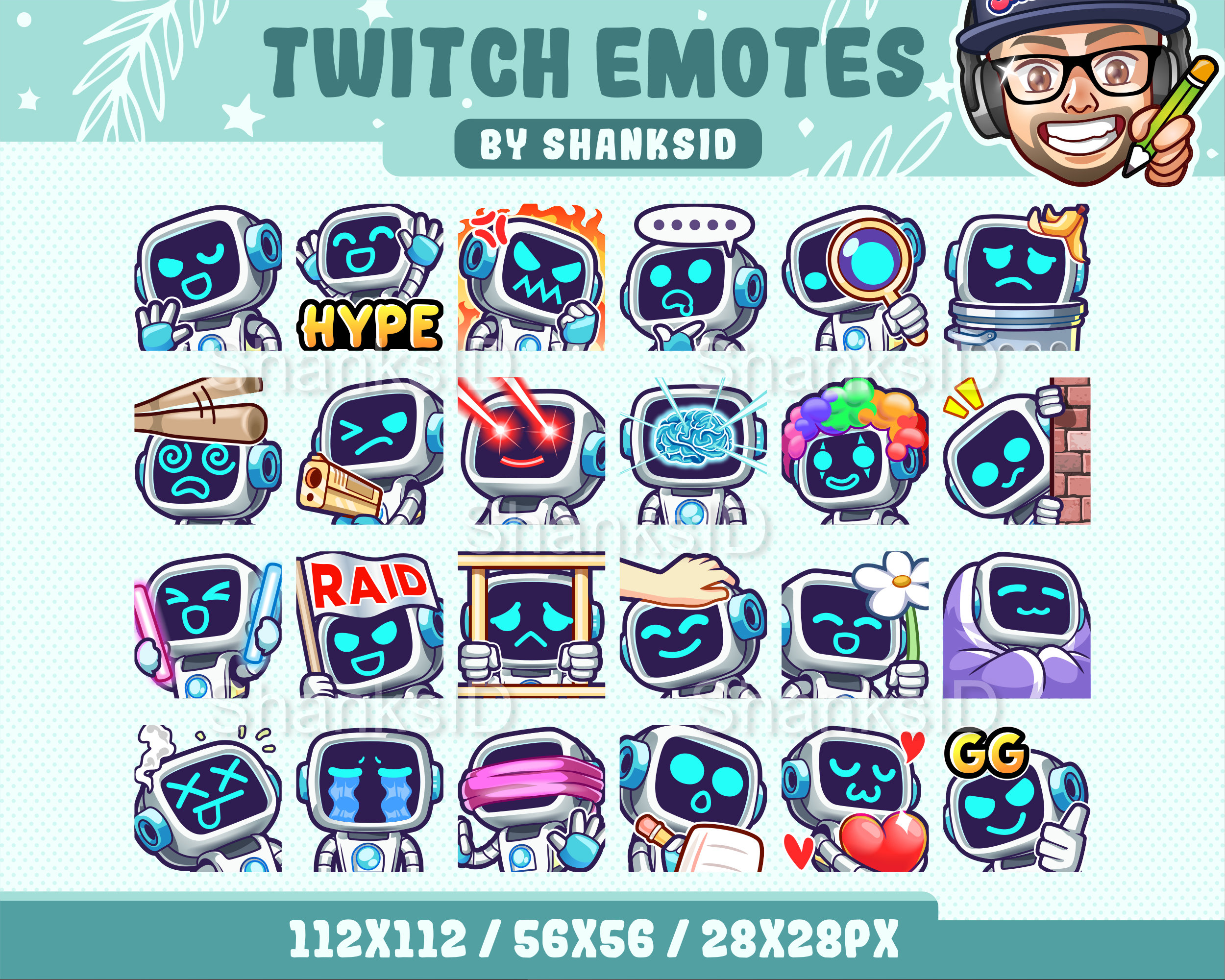 24x Twitch Emotes / Robot - Etsy