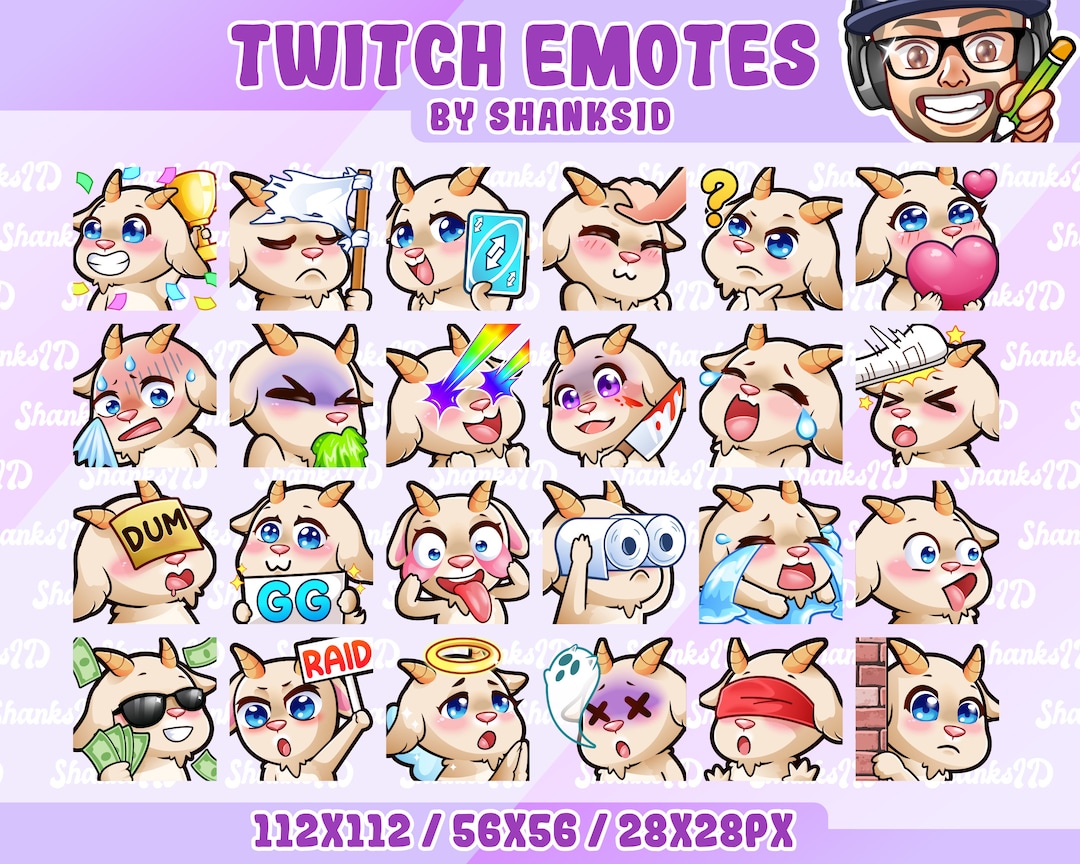 Goat Emotes Pack, Twitch & Discord Set (PNG Files, Digital Download) - Etsy