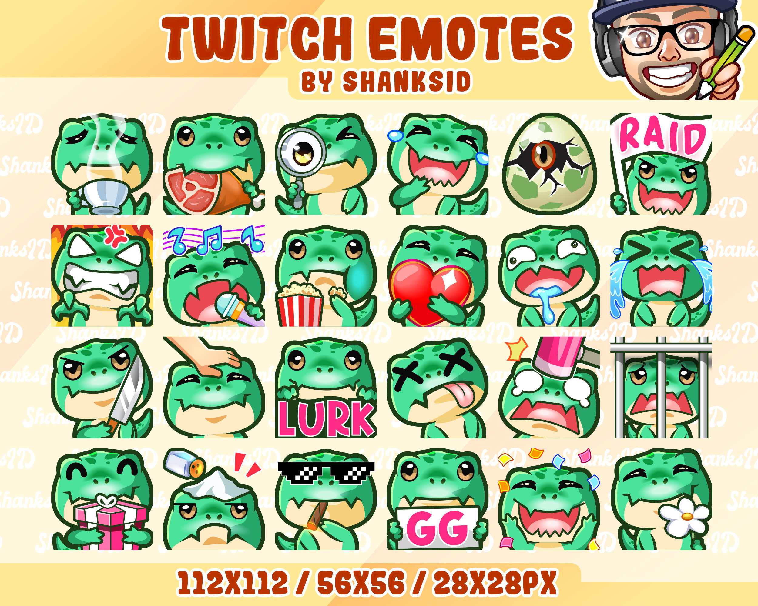 24x Twitch Emotes / Dino_t-rex - Etsy