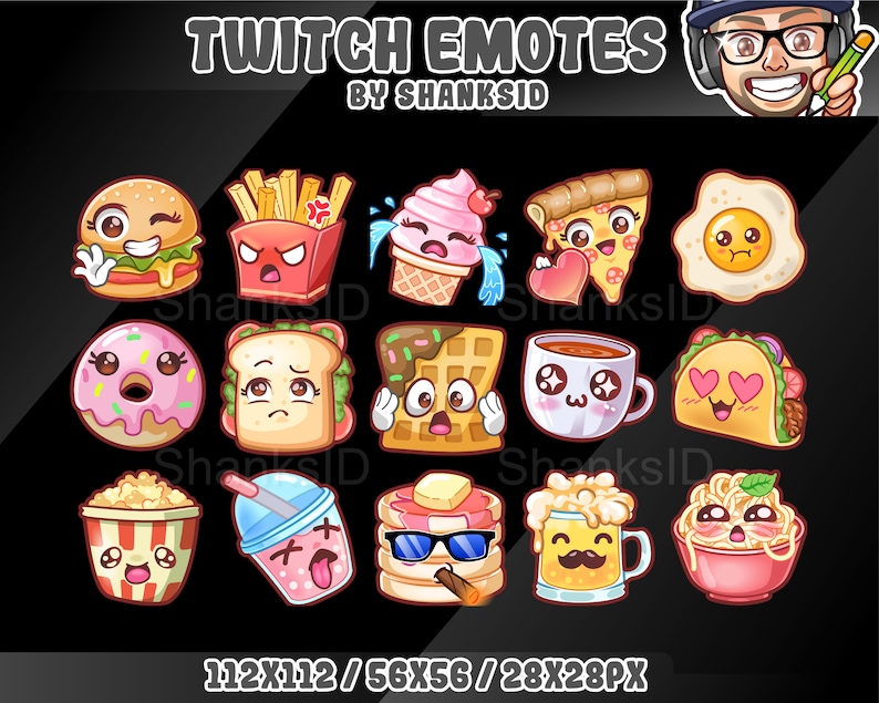 15x Twitch Emotes / Kawaii Food - Etsy