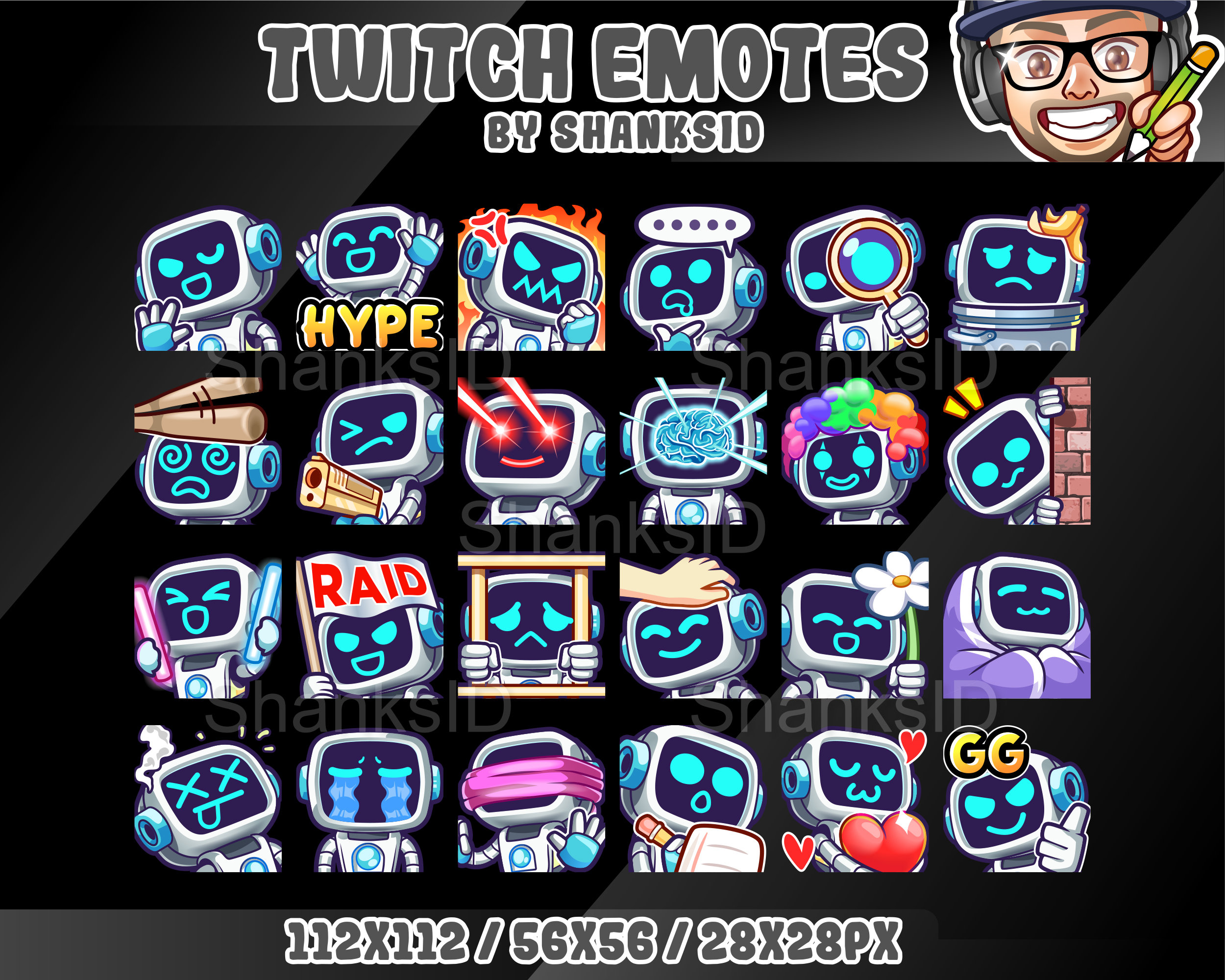24x Twitch Emotes / Robot - Etsy